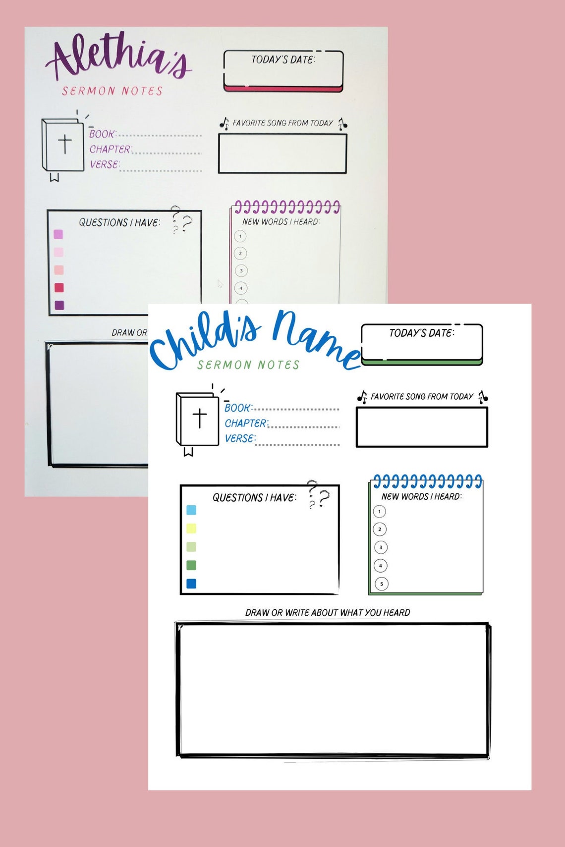 Sermon Notes for Kids Bible Study Journal for Children Printable Church ...