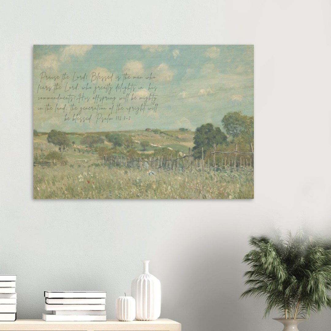 Scripture Art Wood Print, Watercolor Landscape Wall Decor, Wood Print ...