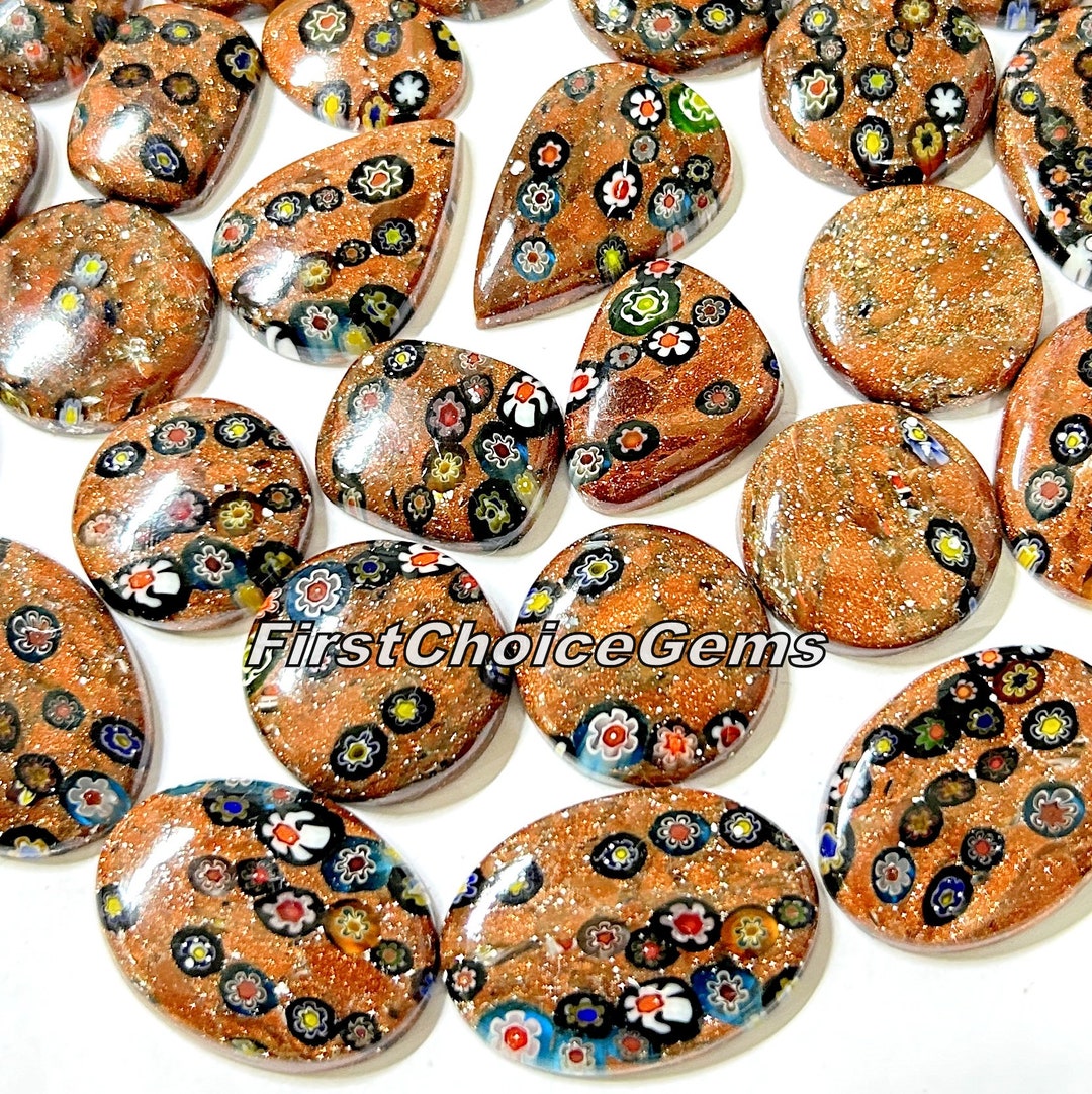 Multi Flower Obsidian Cabochons: Mix Shapes, Jewelry Making Lot (20 ...