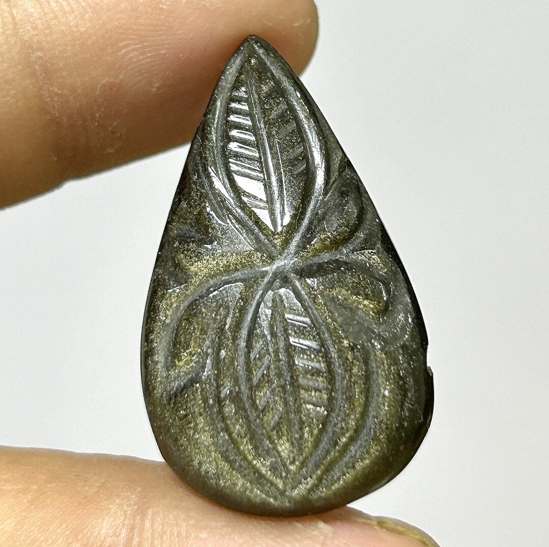 Carved Golden Obsidian - Pear Shape Carved Golden Obsidian for Making ...