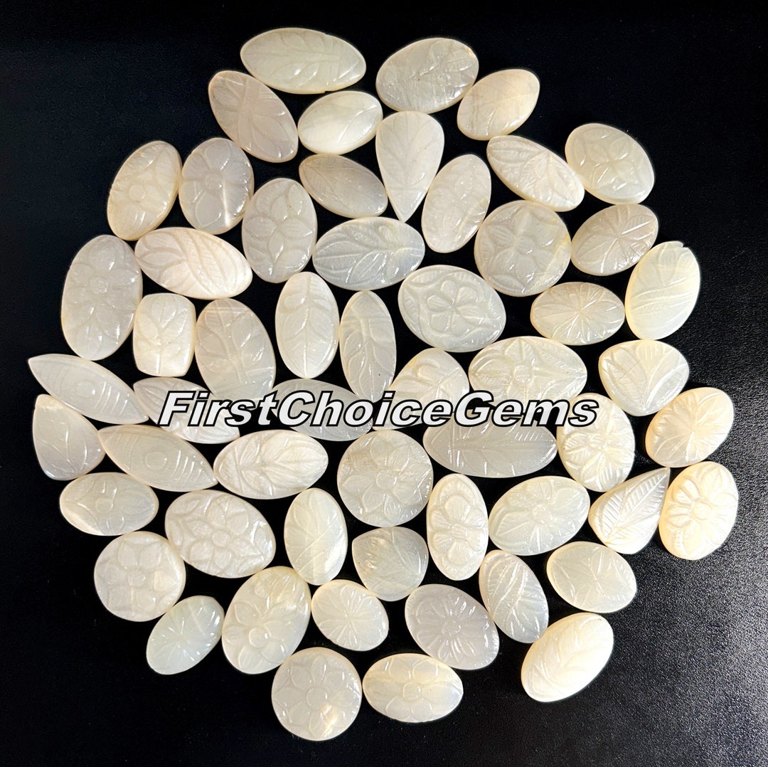 Carved White Moonstone Mix Lot ! Wholesale Price Carved White Moonstone ...