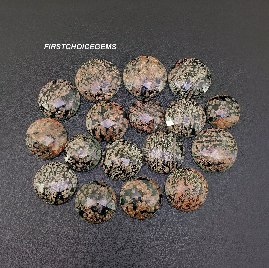 Faceted Flower Obsidian Stone Lot: Round Gemstone Jewelry Making (20 ...