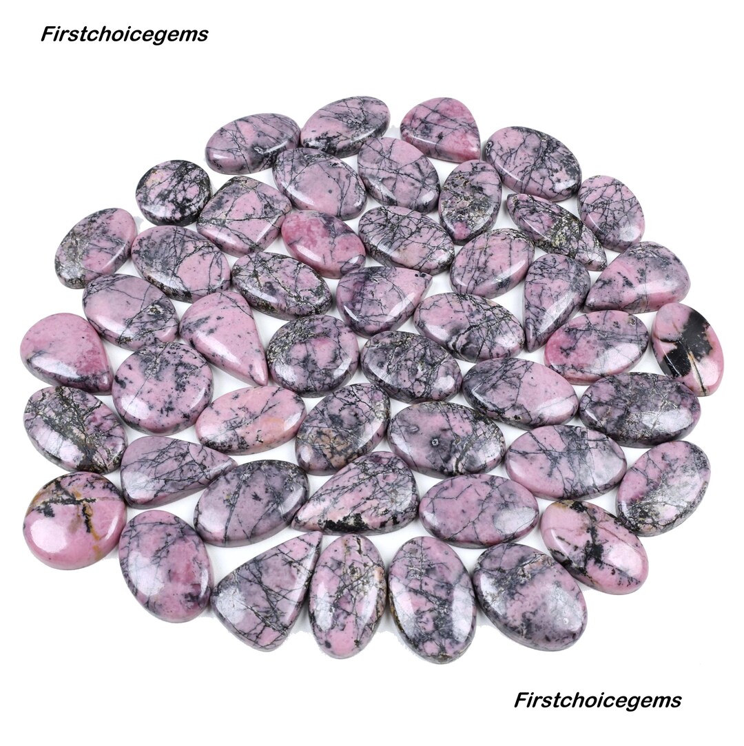 Pink Rhodonite Lot | Natural Rhodonite Cabochon Pair Gemstone Lot - Mix ...