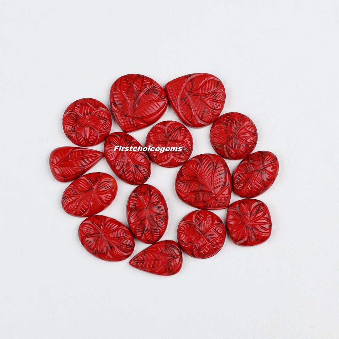 Red Mohave Turquoise Carving Shape Lot - ( Cabochon Turquoise ...