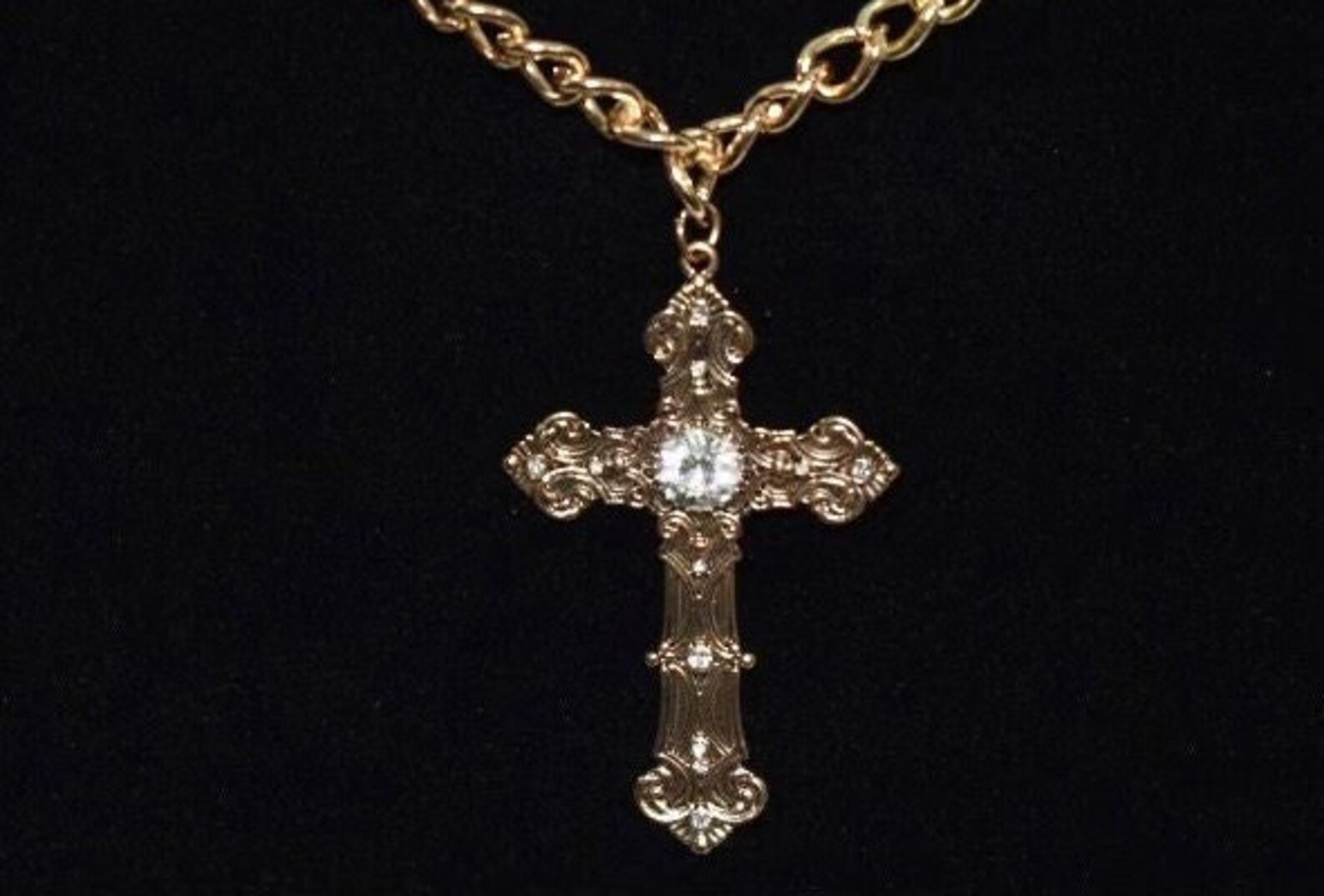 Ornate Rhinestone Cross Pendant Necklace - Etsy