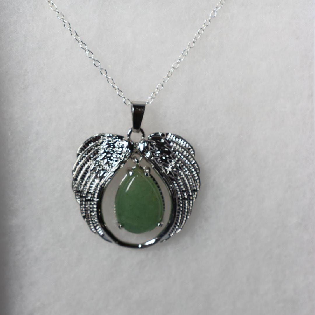 Wing and Teardrop Pendant - Natural Stone - Etsy