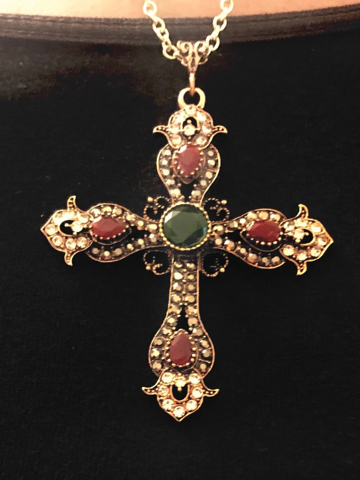 Baroque Cross Pendant Necklace - Etsy