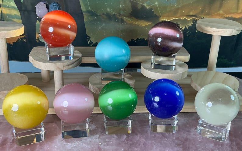 Radiant Cat’s Eye Crystal Spheres — 60mm Collection - Etsy