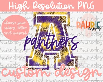CUSTOM Sublimation Design PNG / School Mascot / Tie Dye Leopard ...