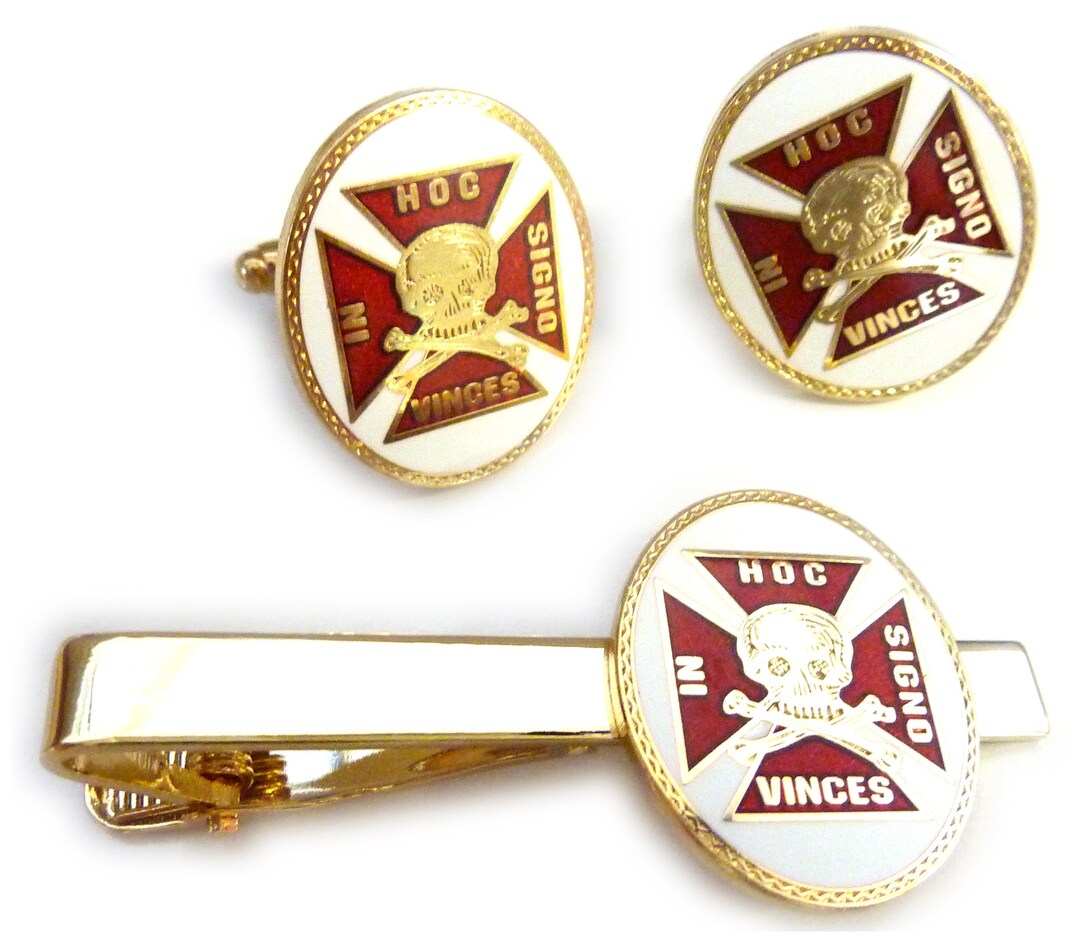 Templar Knights Skull Cross Freemason Masonic Tie Bar Clip Cufflinks ...