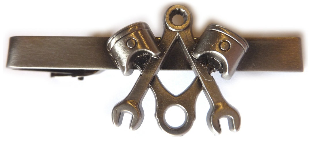 Piston Wrench Mechanic Square Compass AS Freemason Masonic Tie Bar Clip ...