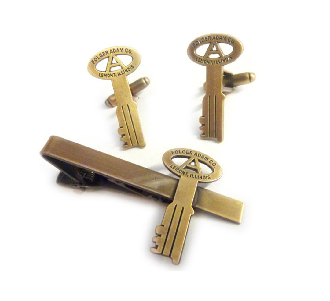 Folger Adam Prison Jail Cell Key Mini Replica Tie Bar Clip & Cufflinks ...