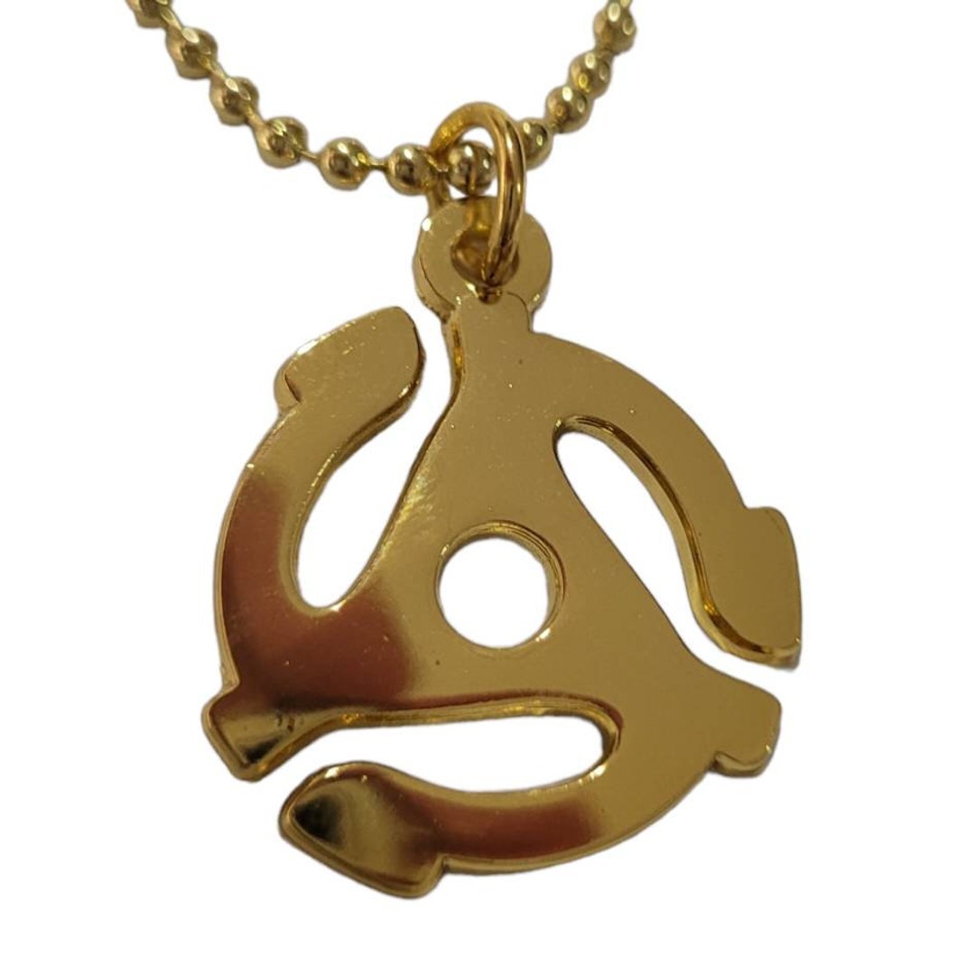 45 RPM Vinyl Record DJ Symbol Gold Plated Charm Pendant Necklace With ...