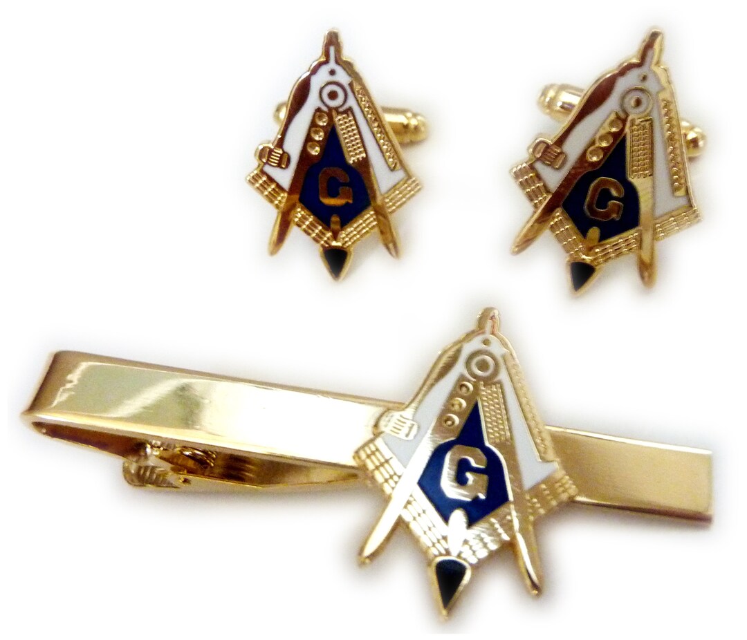 Working Tools Freemason Masonic Lodge Tie Bar Clip & Cufflinks Cuff ...