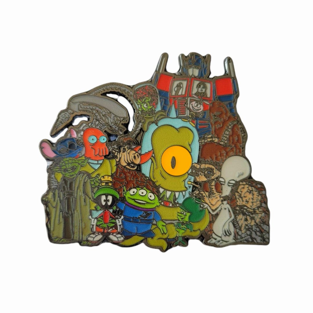 Alien Invasion Cartoon Movie Aliens Jumbo Lapel Pin - Etsy
