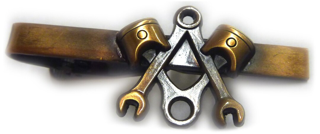 Piston Wrench Mechanic Square Compass AG Freemason Masonic Tie Bar Clip ...