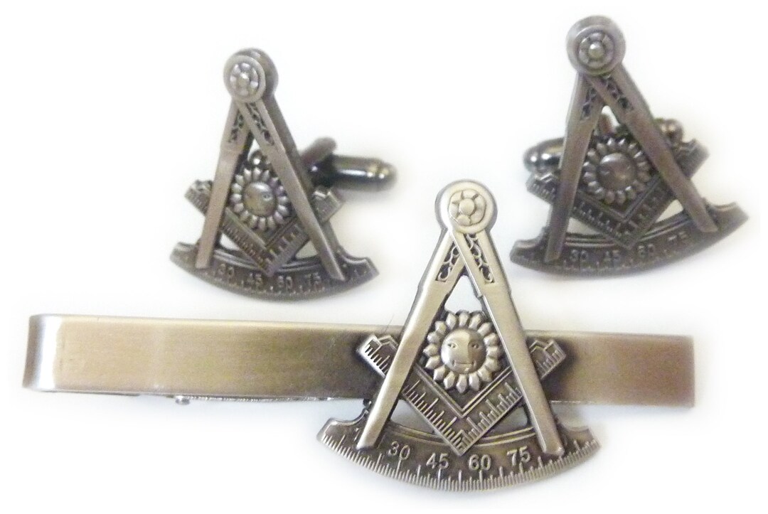 Past Master Mason Freemason Tie Bar Clip & Cufflinks Cuff Links Set - Etsy