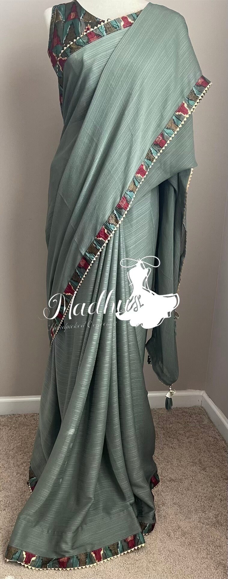 Very Nice Grey Flowy Saree - Etsy