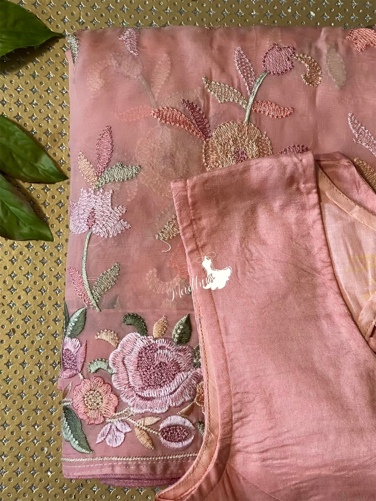 Peach Embroidery Organza Motif Saree Good Quality - Etsy