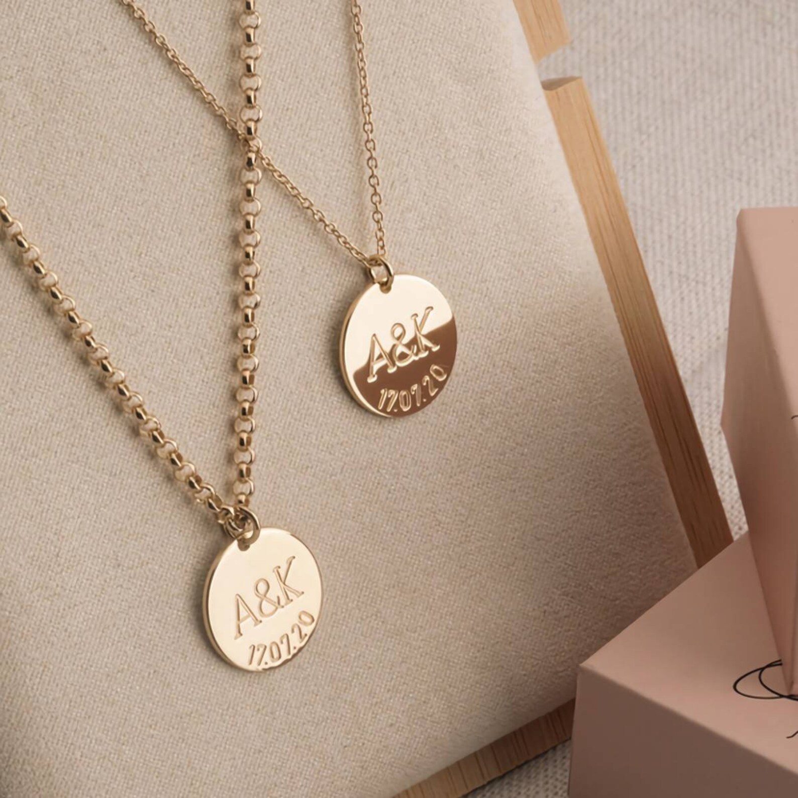 Personalized Couples Necklace Set With Initials and Anniversary Date ...