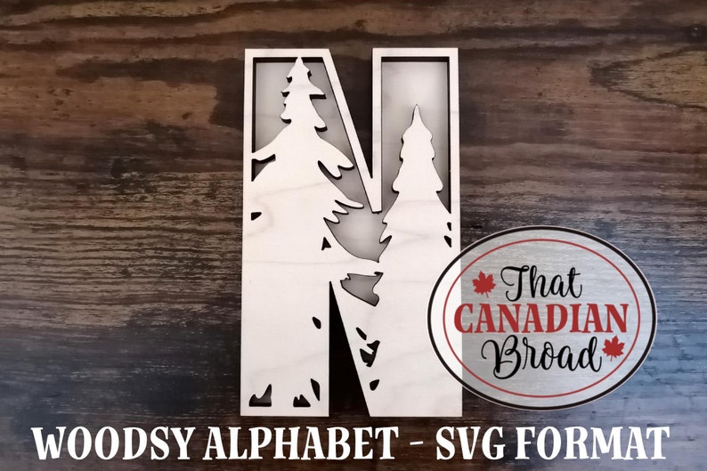 Woodsy Themed Alphabet Laser File Set, A-Z, Tree Alphabet, 2 Layer, SVG ...