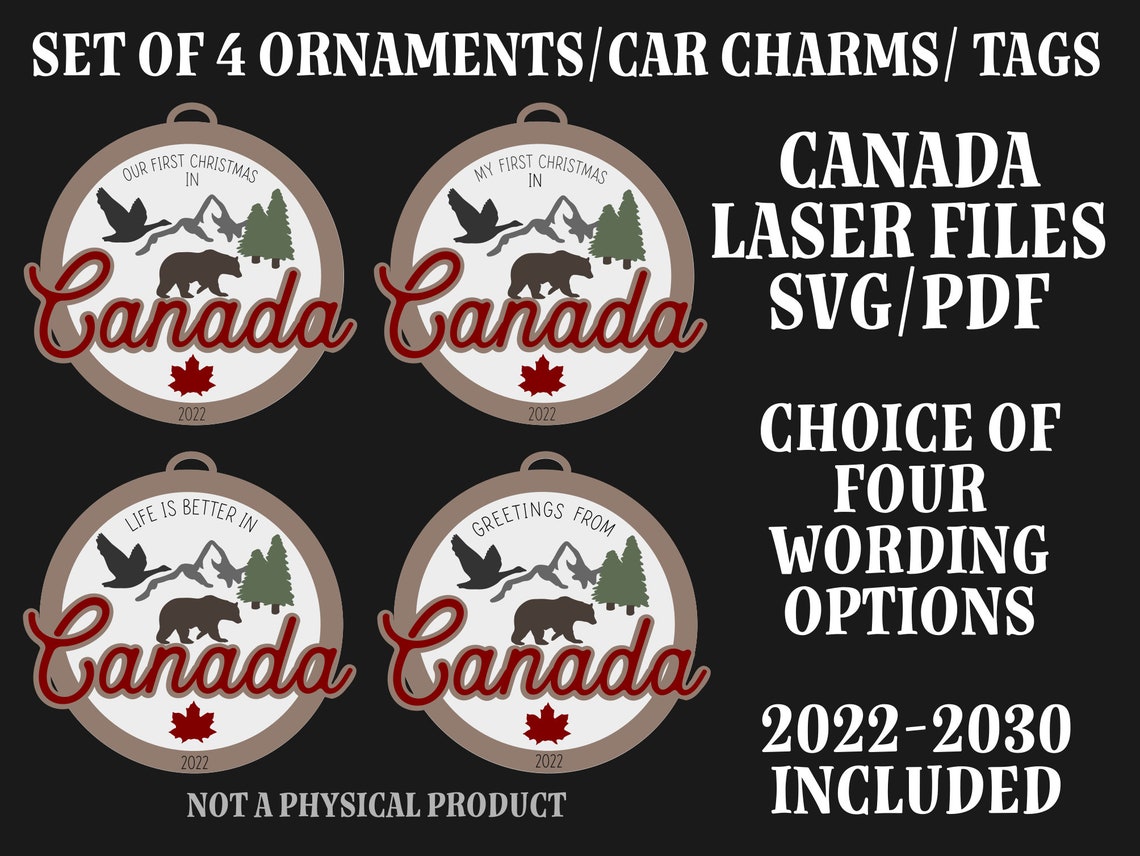 CANADA Ornament, Car Charm, Hanging Tag, Canadian Themed, Laser File ...