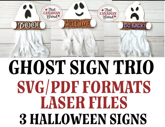 Ghost Trio Signs Halloween Laser Cut Signs Laser Files SVG - Etsy