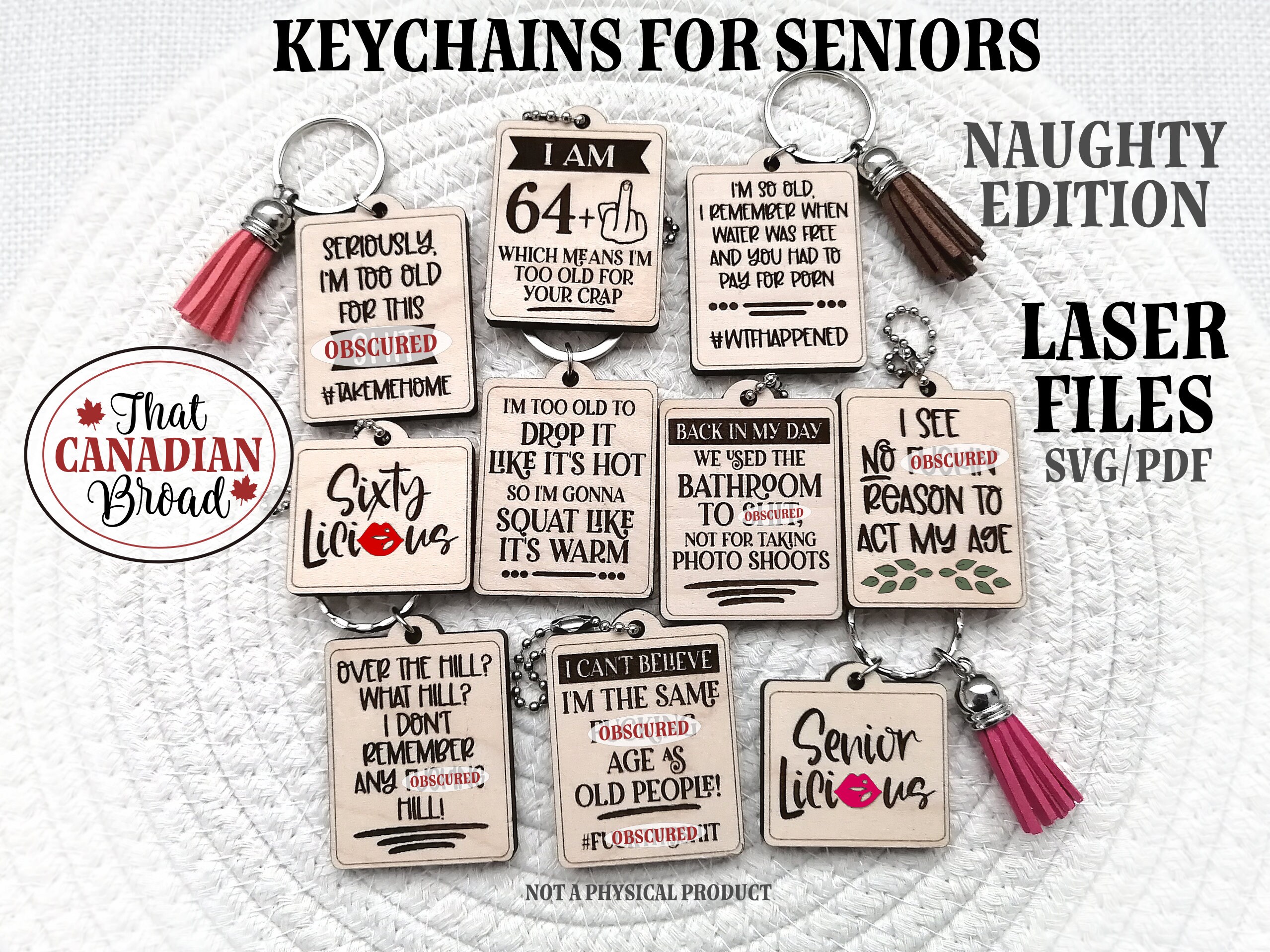 Keychains for Seniors Naughty Edition, 10 Designs, Inappropriate ...