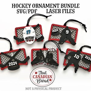 Hockey Ornaments Bundle, 5 Designs, Hockey Net, Hockey Helmet, Hockey ...