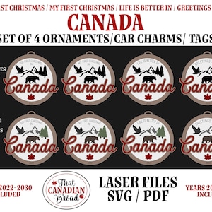 CANADA Ornament, Car Charm, Hanging Tag, Canadian Themed, Laser File ...