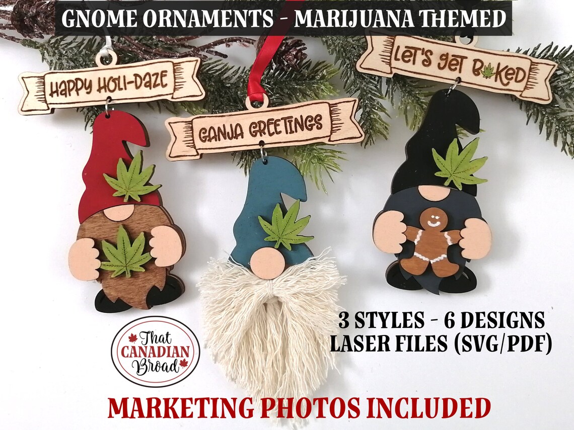 Gnome Ornaments Marijuana Gnomes Ornaments Macrame Gnomes - Etsy