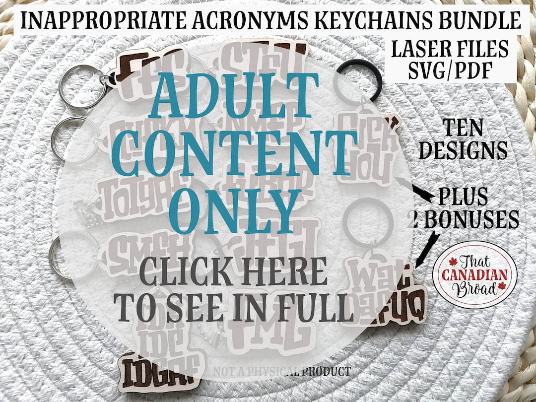 Inappropriate Acronyms Keychains Bundle, 10 Designs Plus 2 Bonuses ...
