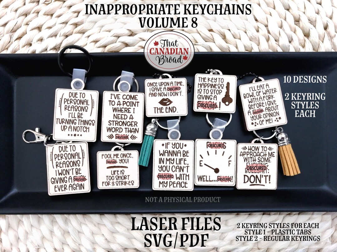 Inappropriate Keychains Vol 8, 10 Designs, Sweary Keychains ...