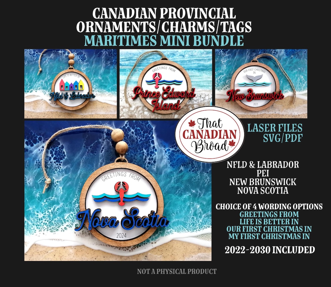 MARITIMES ATLANTIC Mini BUNDLE, 4 Provincial Designs, Ornaments, Car ...