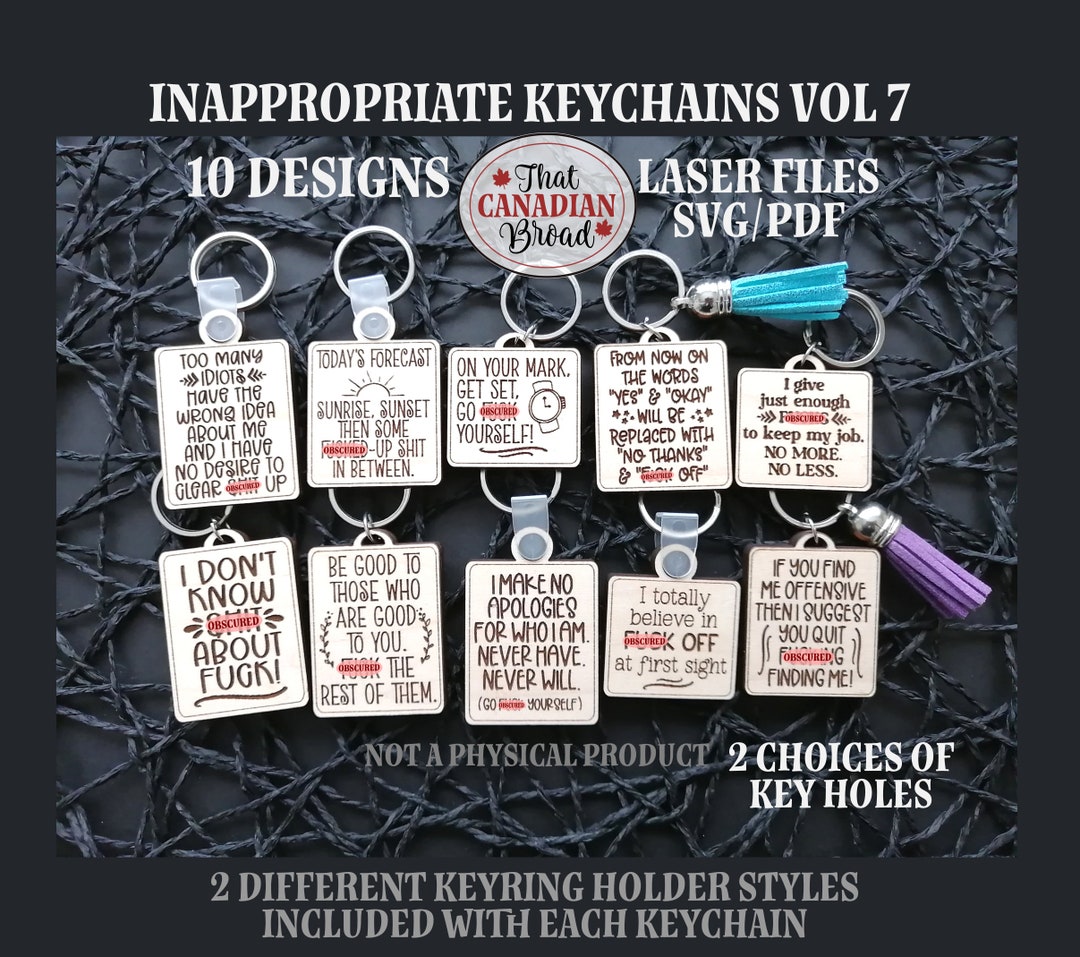 Inappropriate Keychains Vol 7, 10 Designs, 2 Keyhole Choices ...