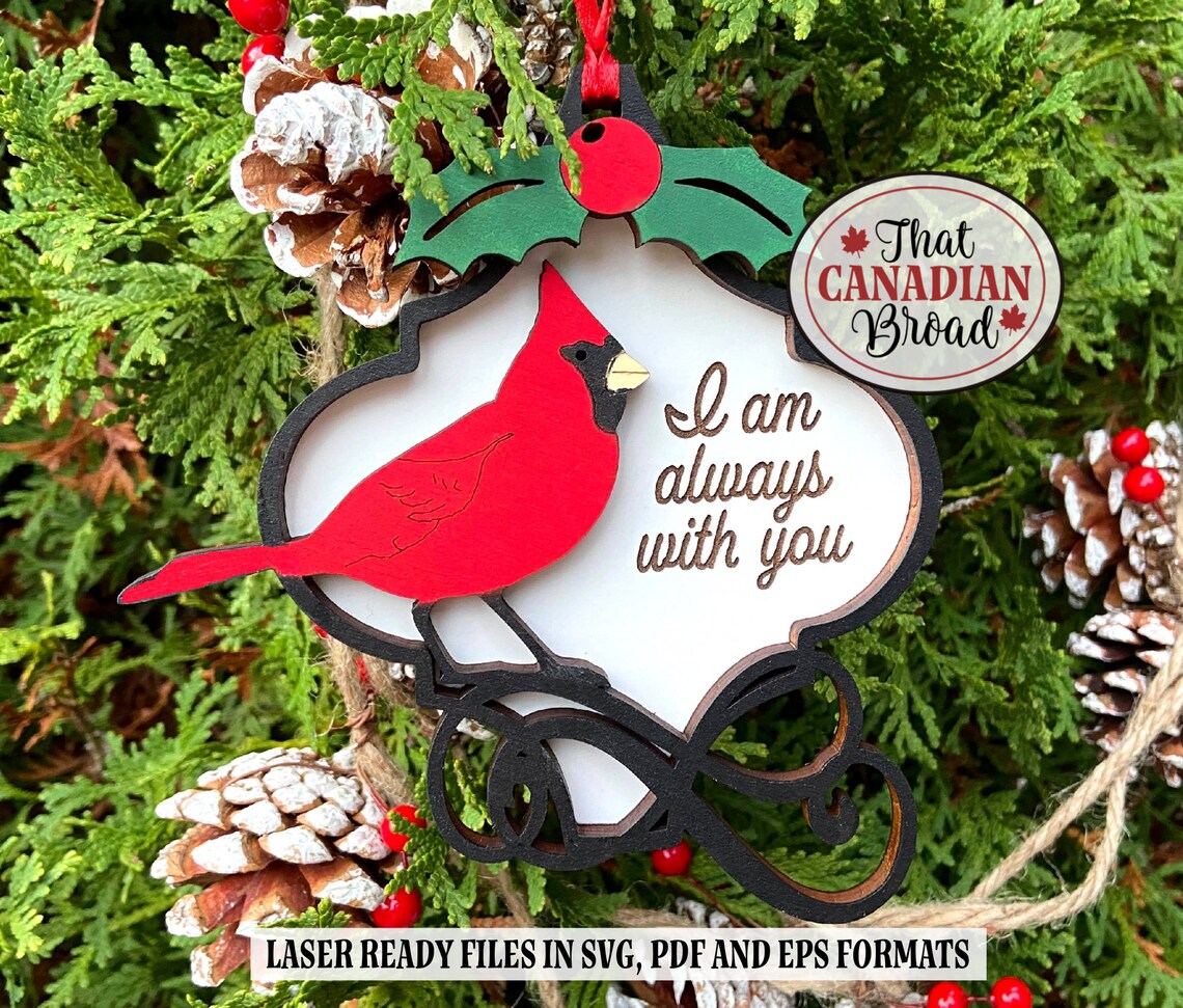 Cardinal Memorial Ornament, Memorial Ornament, Laser Cut File, Svg, Pdf ...
