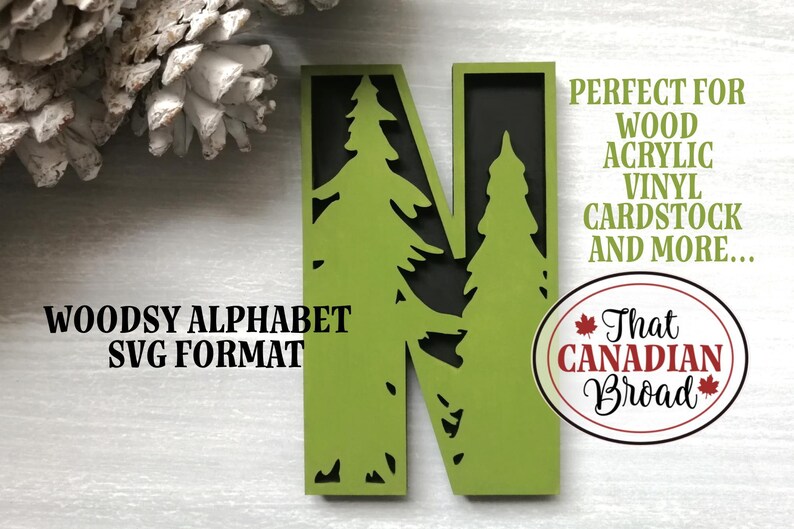Woodsy Themed Alphabet Laser File Set, A-Z, Tree Alphabet, 2 Layer, SVG ...