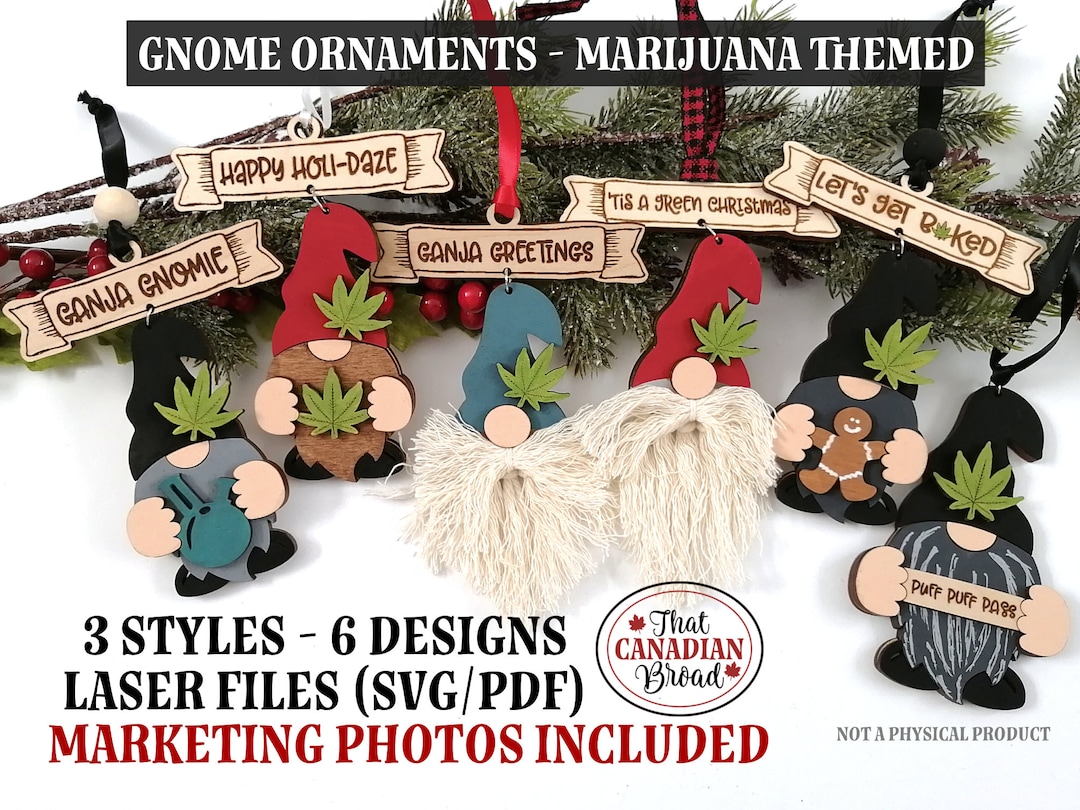 Gnome Ornaments, Marijuana Gnomes Ornaments, Macrame Gnomes, Funny ...