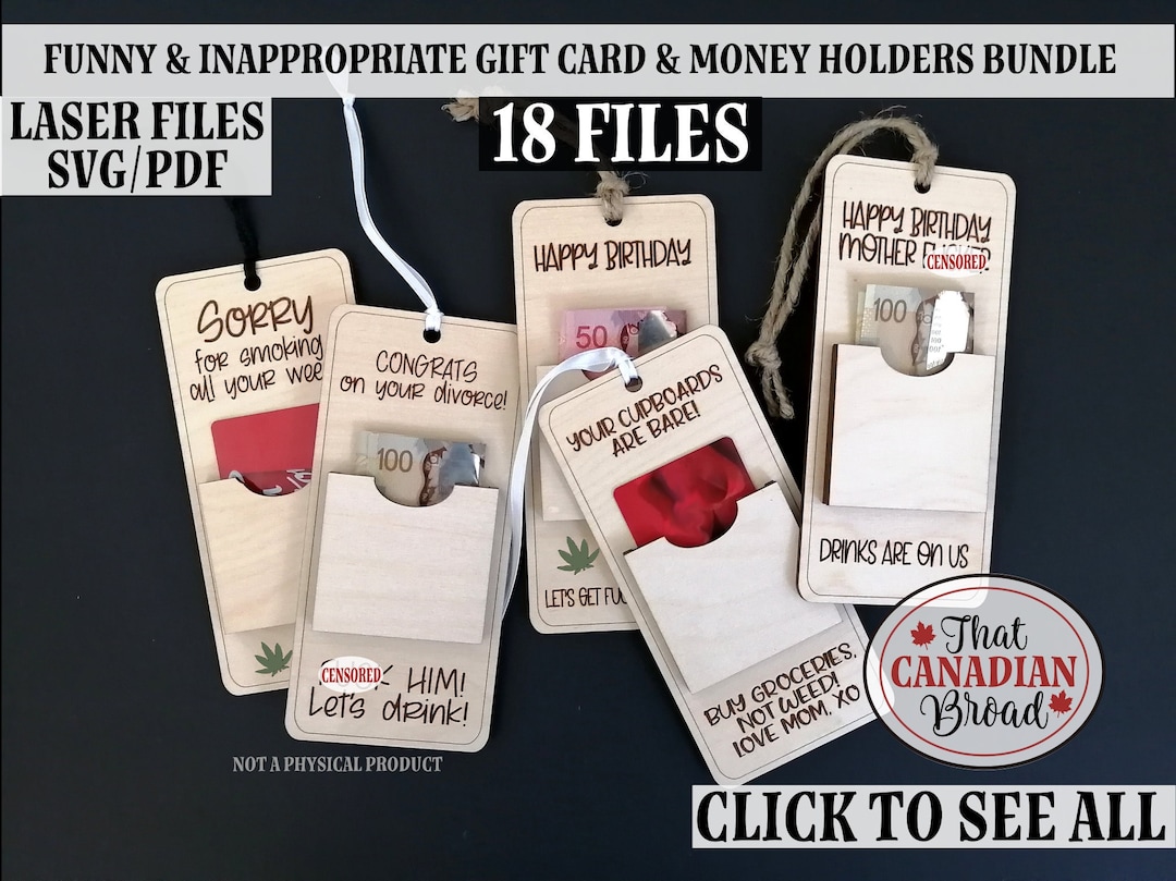 Inappropriate & Funny Gift Card and Money Holders, Various Occasions ...
