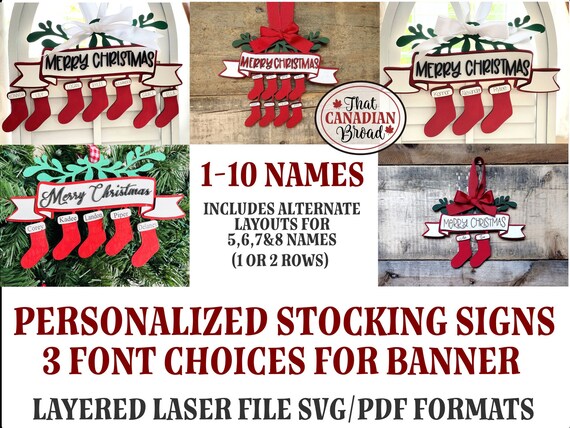 Christmas Stocking Signs for Personalizing 1-10 Names - Etsy