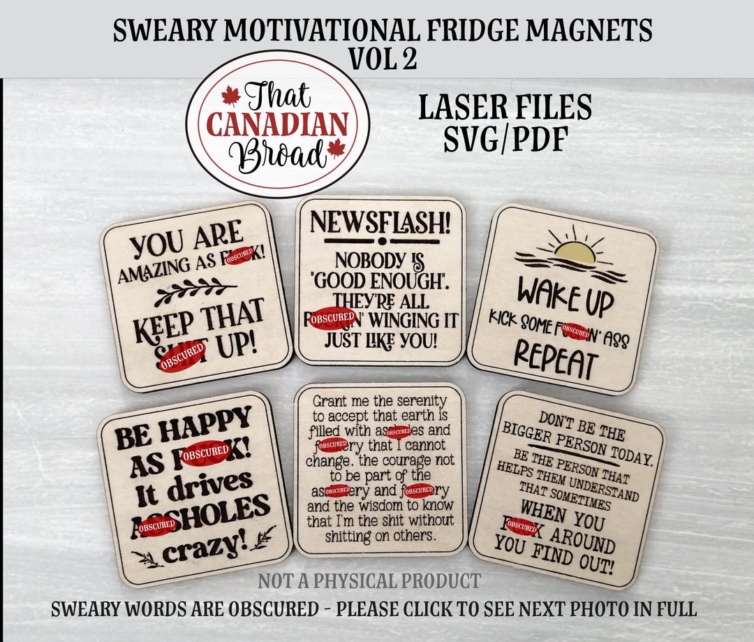 Sweary Motivational Fridge Magnets Vol 2, SIX DESIGNS, Inappropriate ...
