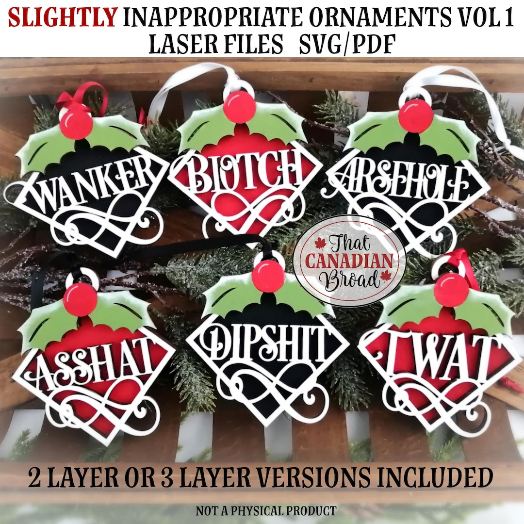 SLIGHTLY Inappropriate Ornaments Vol 1 , 6 Fun Designs, 2 Versions ...
