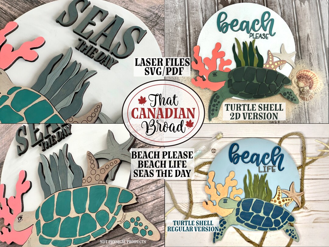 Sea Turtle Laser Cut Sign Set, 3 Versions, Laser Files, Digital Files ...
