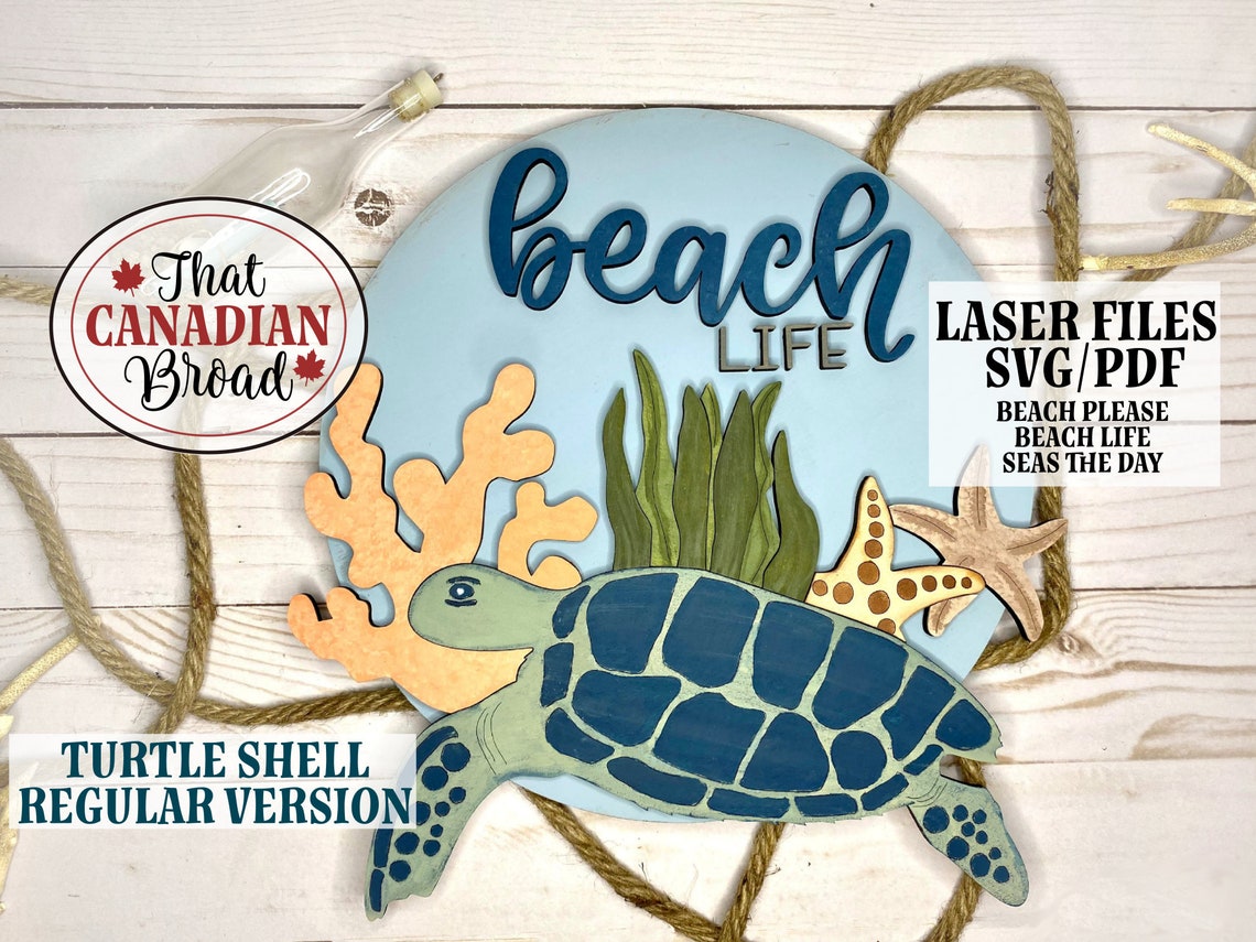 Sea Turtle Laser Cut Sign Set 3 Versions Laser Files - Etsy