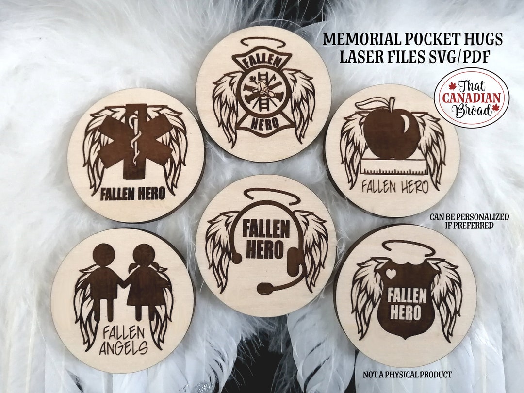 FALLEN HEROES Pocket Tokens, Pocket Hugs, Memorial, Laser, Digital File ...