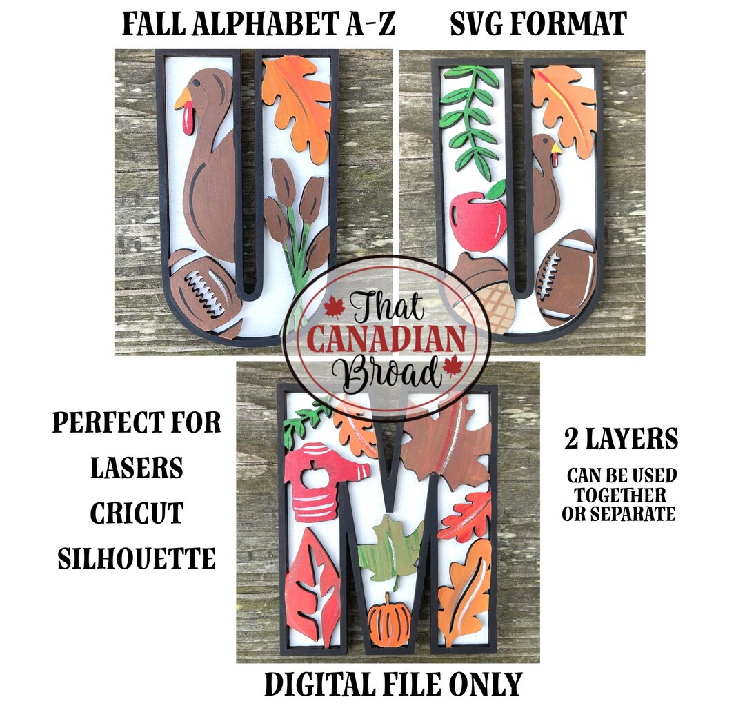 Alphabet, A-Z, Fall Theme, SVG File, Laser, Vinyl, Paper Crafts - Etsy