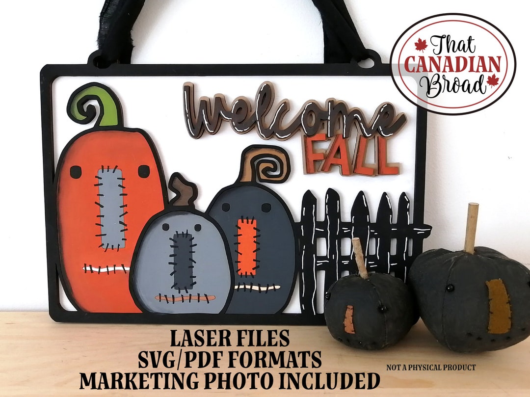 Welcome Fall Sign, Primitive Pumpkins Signs, LASER FILE, SVG Format - Etsy