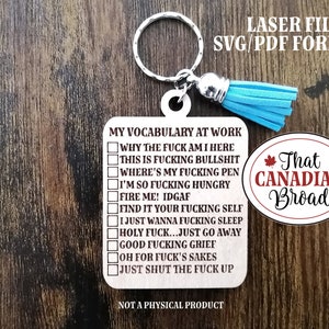 My Vocabulary at Work Keychain, Inappropriate Keychain, Adult Humor ...