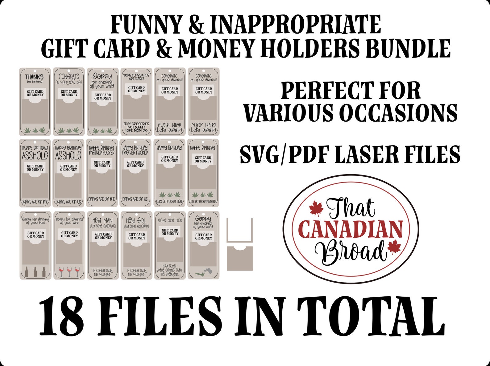 Inappropriate & Funny Gift Card and Money Holders, Various Occasions ...