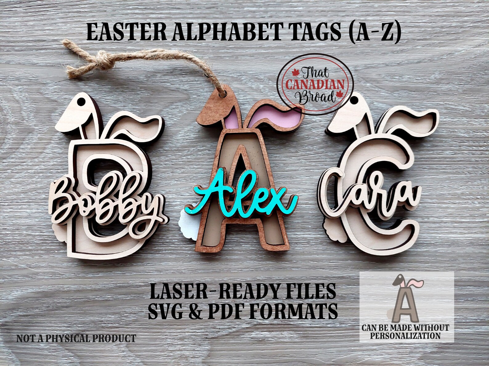 Easter Alphabet Tags A to Z Personalized Tags Laser Cut | Etsy